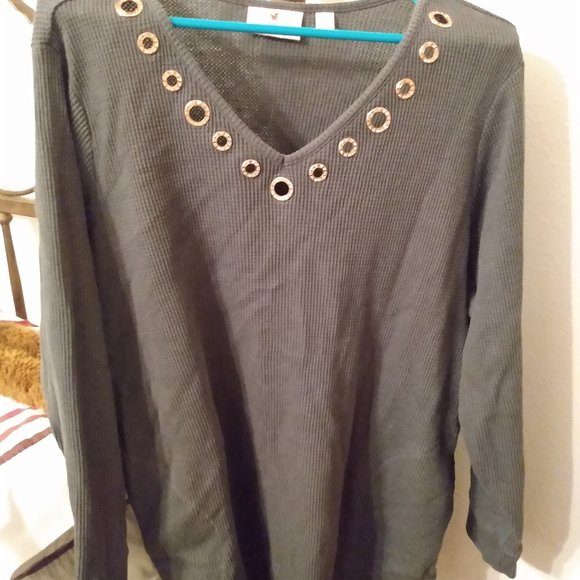 Quacker Factory | Tops | Quacker Factory Waffle Knit Top | Poshmark